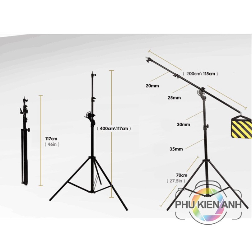 Chân đèn 120 - 330cm tay quay bom có túi cân bằng - phukienanh.com