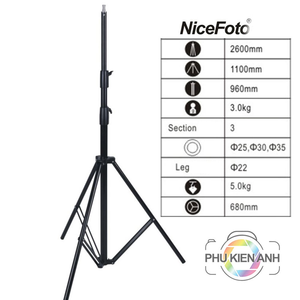 Chân đèn 100 - 280 cm loại tốt chụi tải 5 kg - phukienanh.com